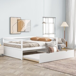 [No Need Box Spring] Twin Size Wood Daybed with Twin Size Trundle - Bed ...